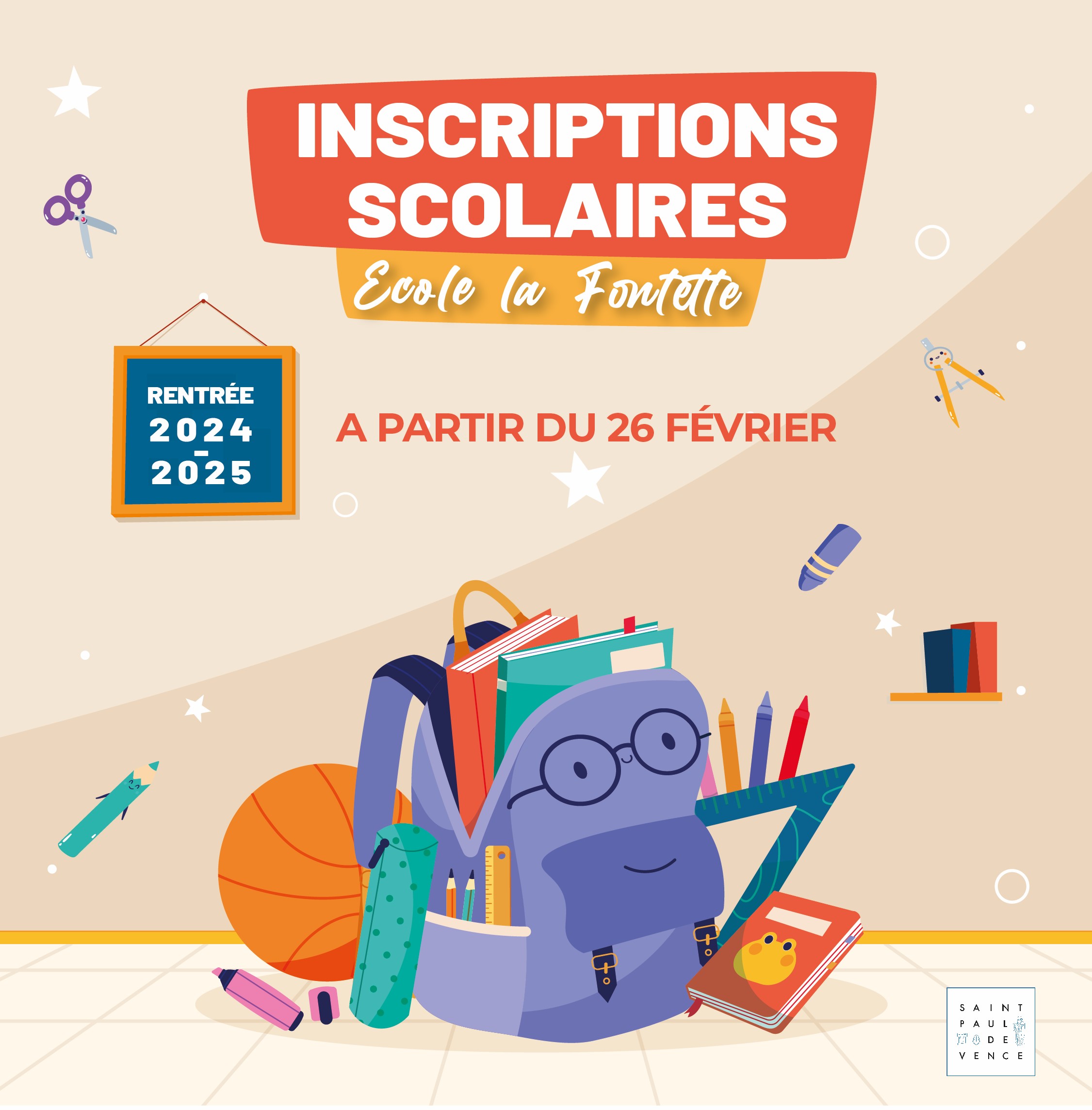 Inscriptions scolaires - Saint-Paul-de-Vence